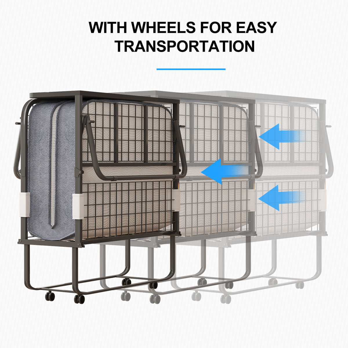 Ebern Designs Folding Bed With Mattress For Adults, 75 ''l X 38''w Rollaway Bed With 5'' Memory ...